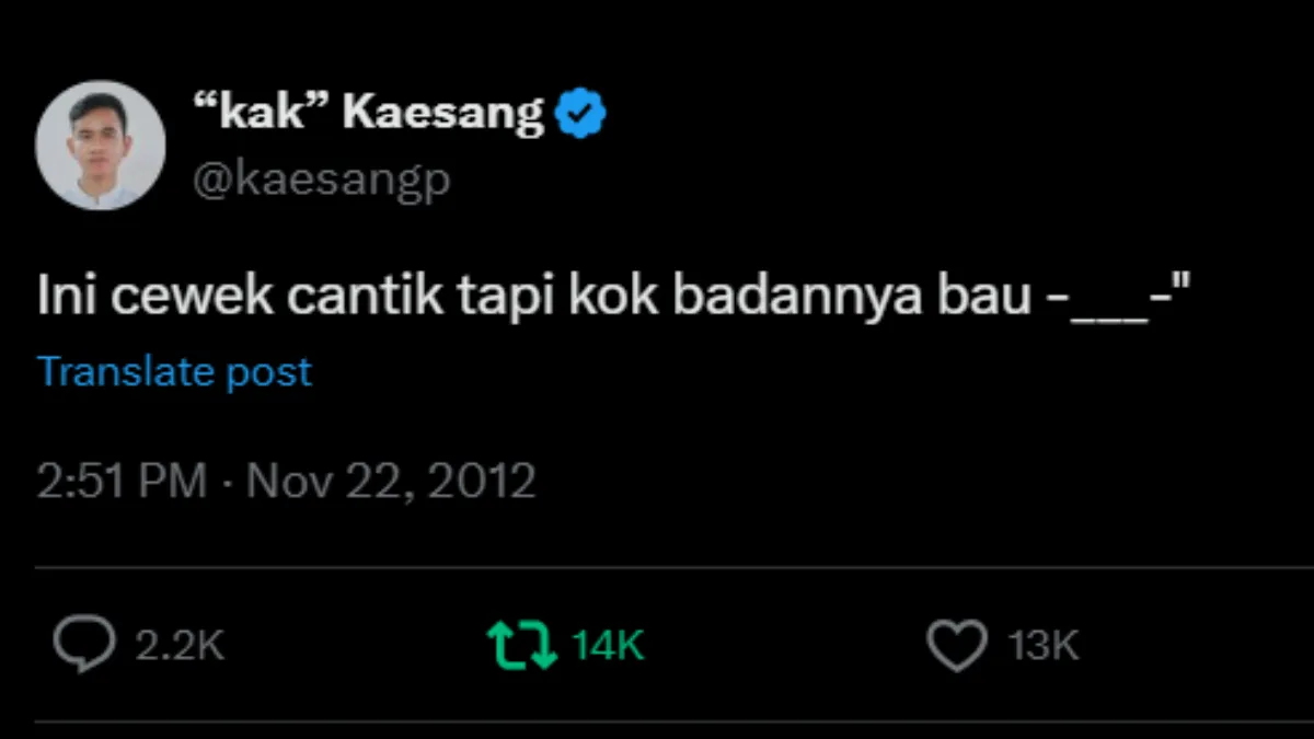 Cuitan Kaesang Pangarep soal Cewek Cantik tapi Bau Badan Viral Lagi ... Cuitan Kaesang Pangarep soal Cewek Cantik tapi Bau Badan Viral Lagi ...