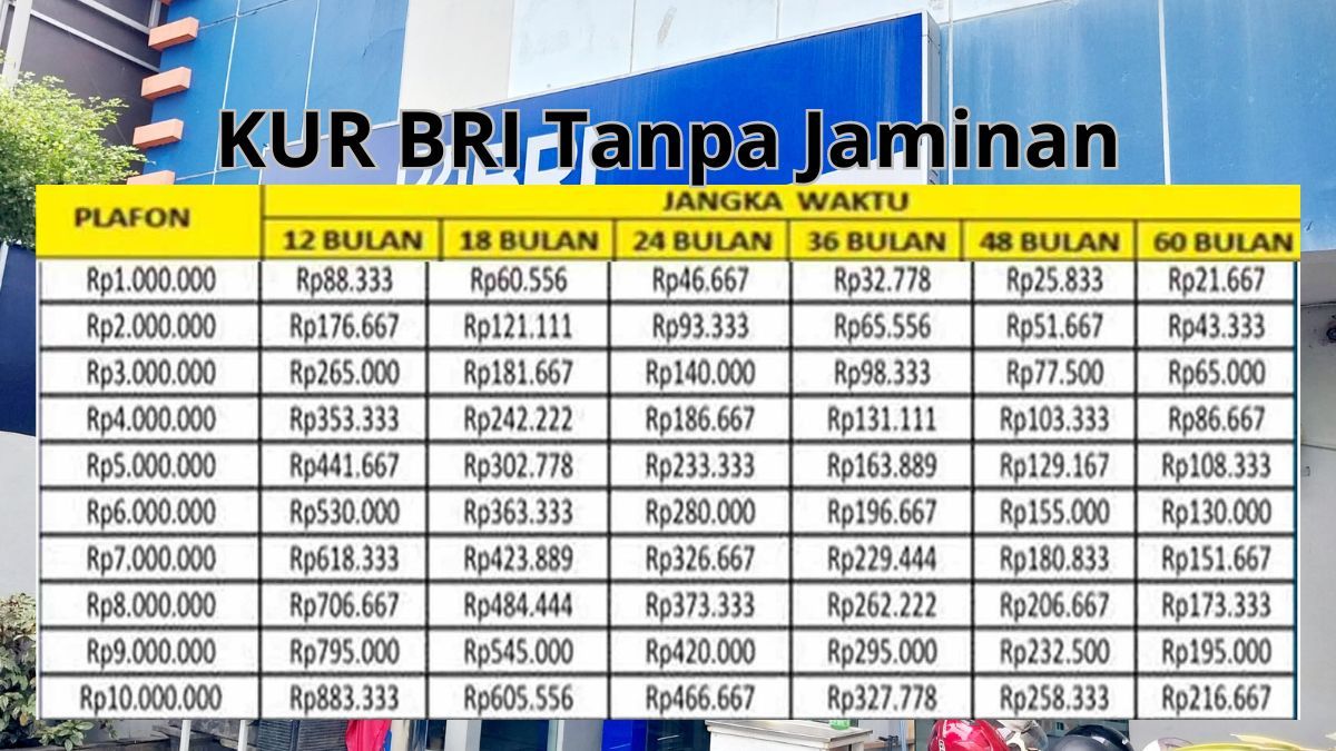 Kredit Modal Kerja BRI Tanpa Jaminan, Simak Tabel KUR BRI 2024 Angsuran ... Kredit Modal Kerja BRI Tanpa Jaminan, Simak Tabel KUR BRI 2024 Angsuran ...