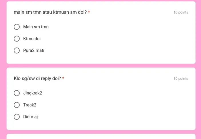 Link Ujian Bucin Docs Google Form yang Viral di TikTok, Cara Main Tes ... Link Ujian Bucin Docs Google Form yang Viral di TikTok, Cara Main Tes ...