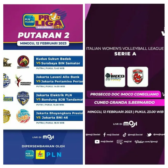 Jadwal Acara Tv Moji Tv Minggu 12 Februari 2023 Ada Live Proliga 2023