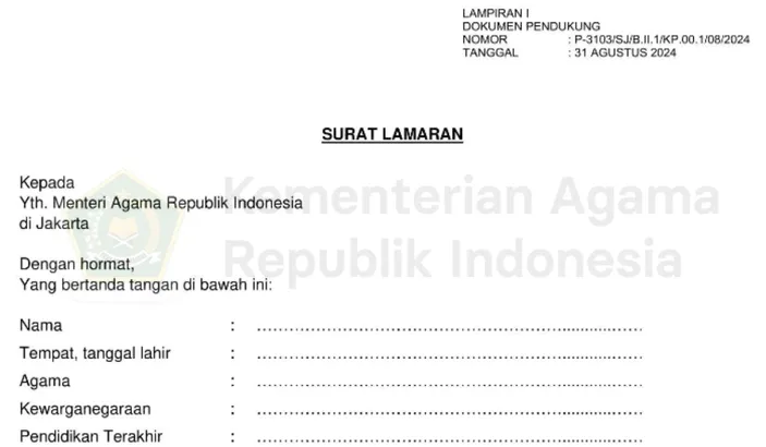 Contoh Surat Lamaran dan Surat Pernyataan CPNS Kemenag 2024, Ini Link ... Contoh Surat Lamaran dan Surat Pernyataan CPNS Kemenag 2024, Ini Link ...