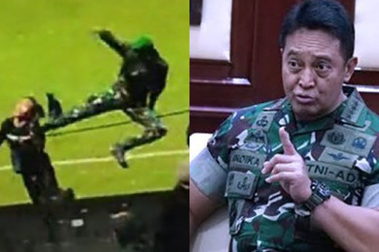 Sosok Anggota Tni Diduga Pelaku Tendangan Kungfu Ke Suporter Di Tragedi