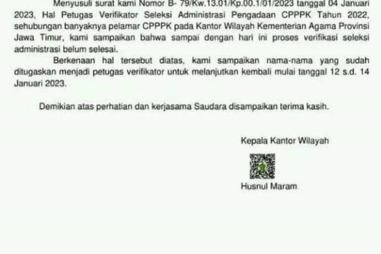 Pengumuman Hasil Seleksi Administrasi Pppk Kemenag 2022 Diundur Ini