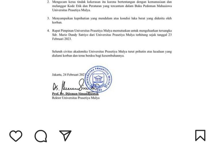 Universitas Prasetiya Mulya Keluarkan Anak Pejabat Pajak yang Aniaya ... Universitas Prasetiya Mulya Keluarkan Anak Pejabat Pajak yang Aniaya ...