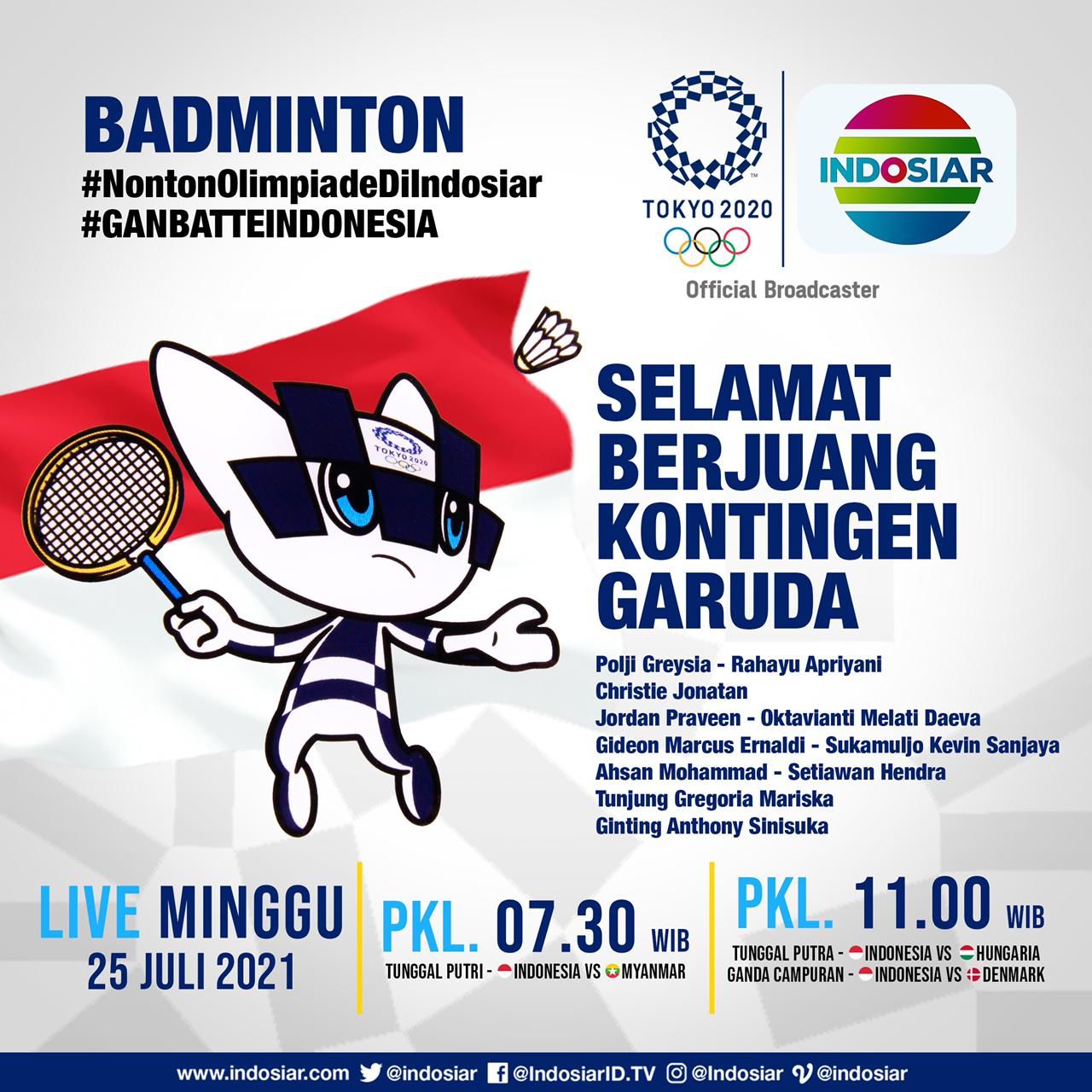Indosiar Sebagai Official Broadcaster Olimpiade Tokyo 2020 Akan Siarkan