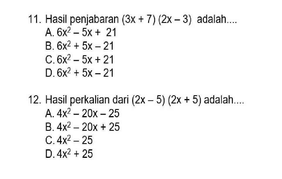 Ini 15 Contoh Soal Tes Sumatif Matematika Smp Mts Kelas 7 Kurmer