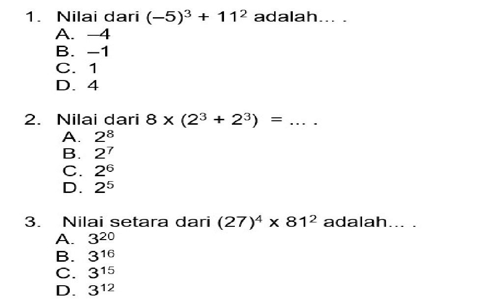 15 Contoh Soal Penilaian Tengah Semester 1 PTS Matematika SMP MTs Kelas ... 15 Contoh Soal Penilaian Tengah Semester 1 PTS Matematika SMP MTs Kelas ...
