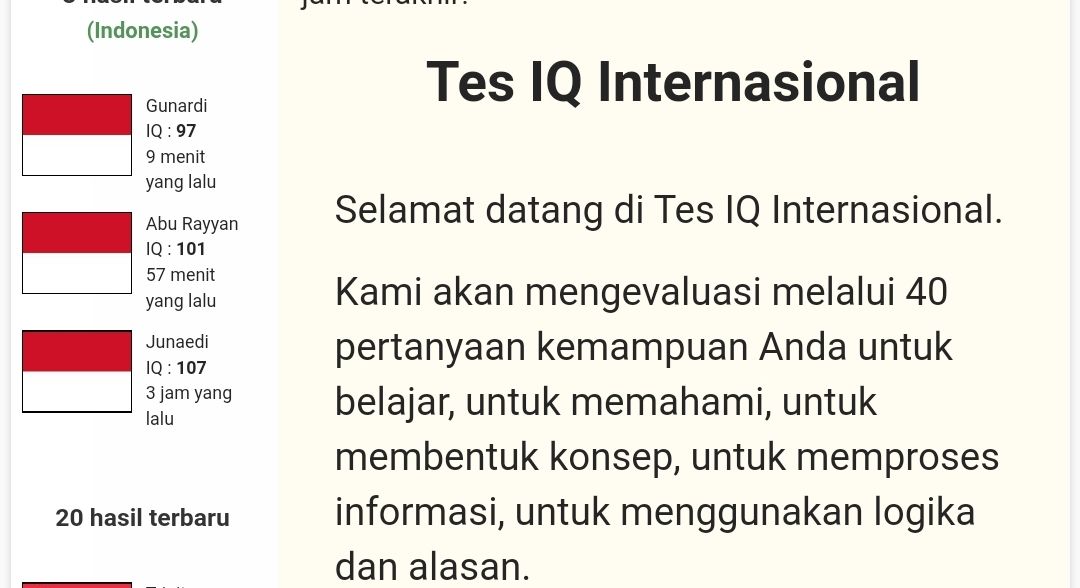 Link Tes Ujian IQ Viral 2022, Uji Berapa Tinggi Kecerdasan Kamu ... Link Tes Ujian IQ Viral 2022, Uji Berapa Tinggi Kecerdasan Kamu ...