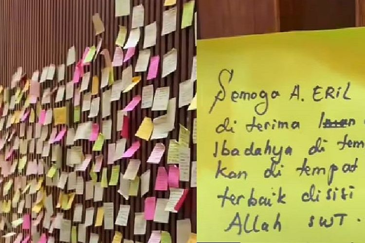 Ratusan Doa Tertulis di Kertas Kecil untuk Eril, Dinding Gedung Pakuan ... Ratusan Doa Tertulis di Kertas Kecil untuk Eril, Dinding Gedung Pakuan ...