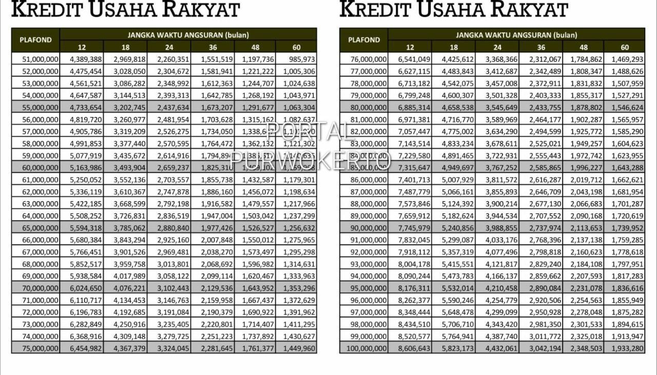Tabel Kur Bri 2023 Pinjaman Rp 100 Juta Angsuran Rp 1 Jutaan Cicilan 5