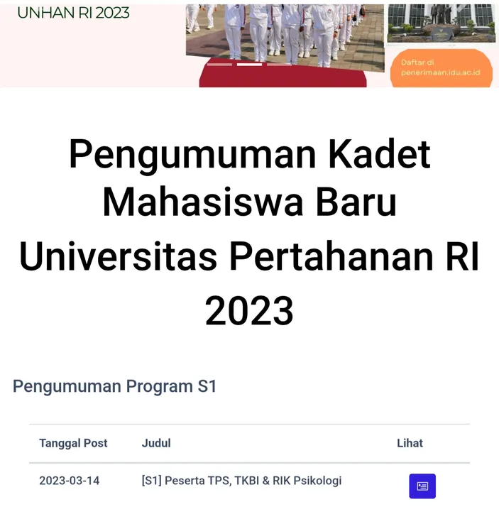 PENGUMUMAN UNHAN 2023! Penerimaan Kadet Mahasiswa Baru Universitas ... PENGUMUMAN UNHAN 2023! Penerimaan Kadet Mahasiswa Baru Universitas ...