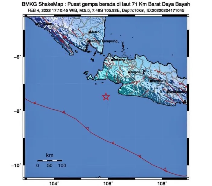 Gempa Magnitudo 5 5 Berpusat Di Bayah Banten Pelabuhanratu Paling