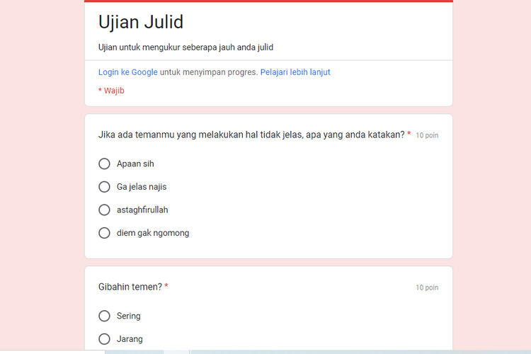 LINK Ujian Bucin 2022 Docs Google Form, Dapatkan Akses Gratis Tes Bucin ... LINK Ujian Bucin 2022 Docs Google Form, Dapatkan Akses Gratis Tes Bucin ...