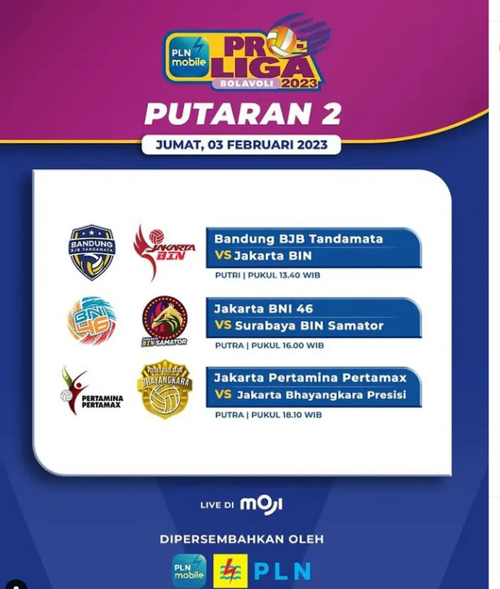 Jadwal Acara Tv Moji Tv Jumat 3 Februari 2023 Ada Live Proliga 2023