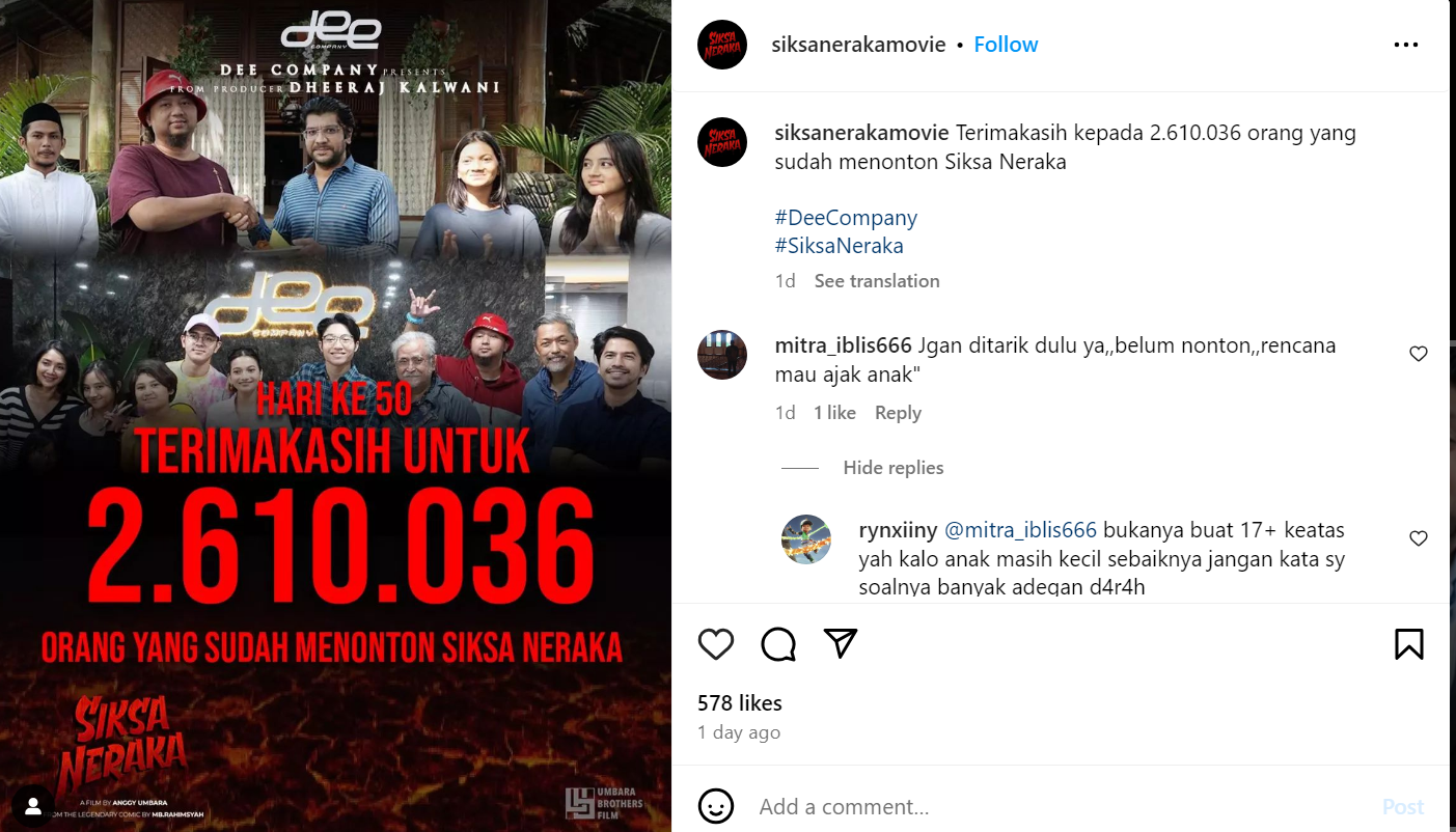 Dicekal di Negara Tetangga, Inilah Jumlah Penonton Film Siksa Neraka ... Dicekal di Negara Tetangga, Inilah Jumlah Penonton Film Siksa Neraka ...