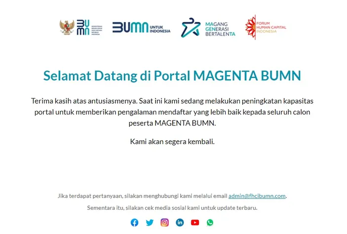 Situs magenta.fhcibumn.com Tidak Bisa Diakses, Jadwal Daftar Terbaru ... Situs magenta.fhcibumn.com Tidak Bisa Diakses, Jadwal Daftar Terbaru ...