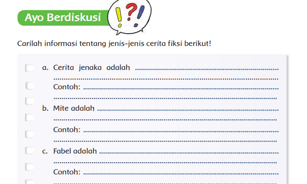 Carilah Informasi Jenis Jenis Cerita Fiksi Kunci Jawaban Tema 8 Kelas