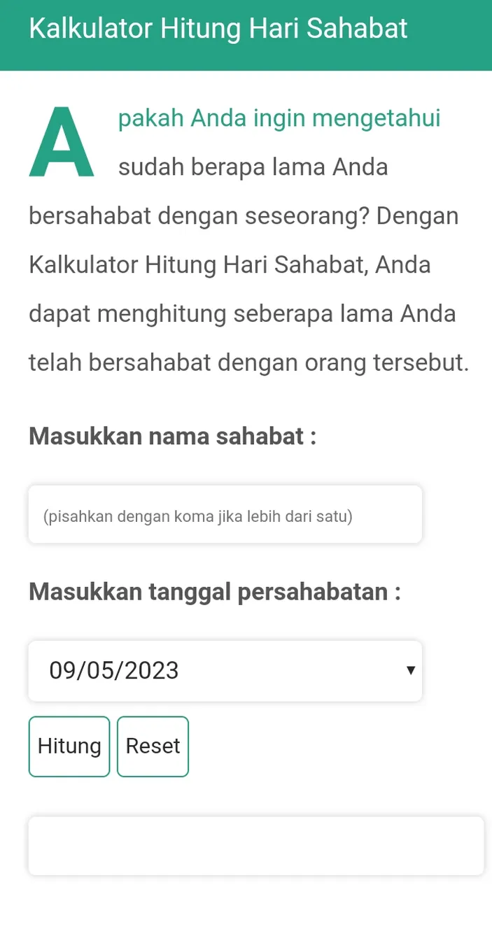 Link Kalkulator Hari Sahabat Viral di TikTok Cek Hitung Berapa Hari ... Link Kalkulator Hari Sahabat Viral di TikTok Cek Hitung Berapa Hari ...
